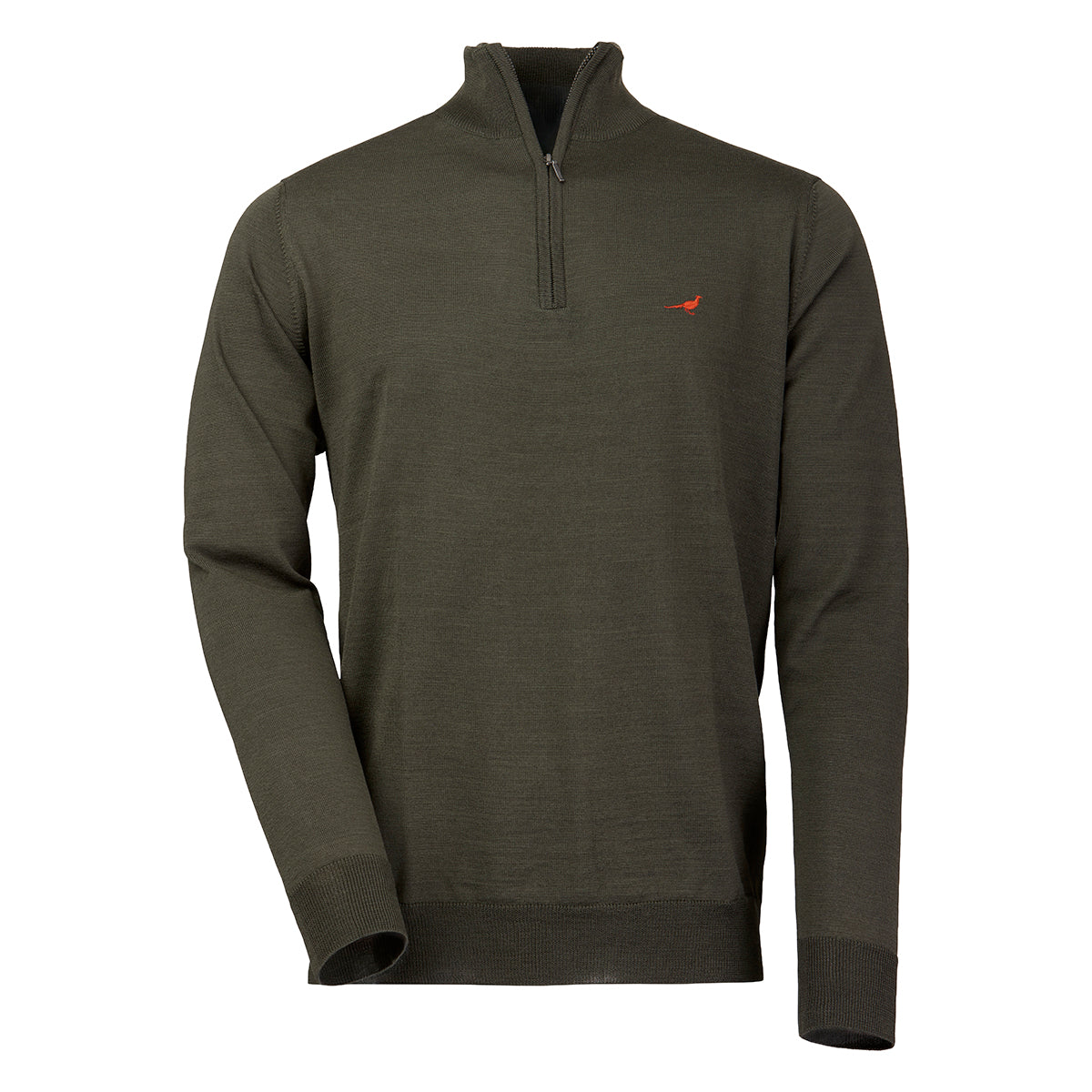 Norfolk Zip Neck Merino Sweater – Olive